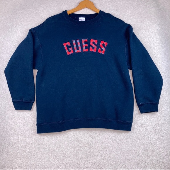 Guess | Tops | Vintage Guess Sweatshirt Womens Ml Blue Red Patche ...